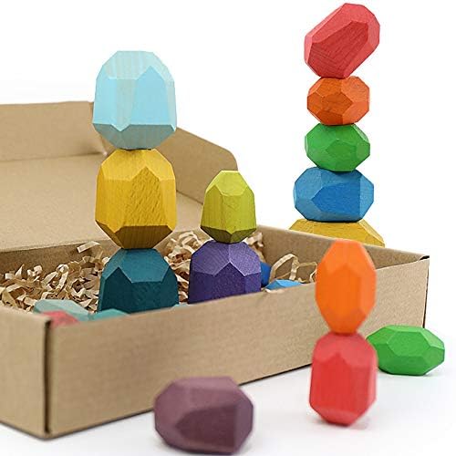 VR CHAMPS Wooden Stacking Balance Building Blocks Set- 16 Pcs Colored ...