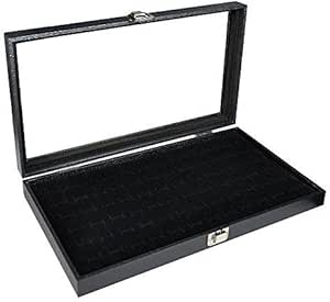 Amazon.com: Phuchema Glass Top Black Cufflinks Jewelry Showcase Storage ...