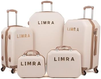 سعر Limra 5 Piece Hardside Luggage Trolley Bags Modern Design Beige ...