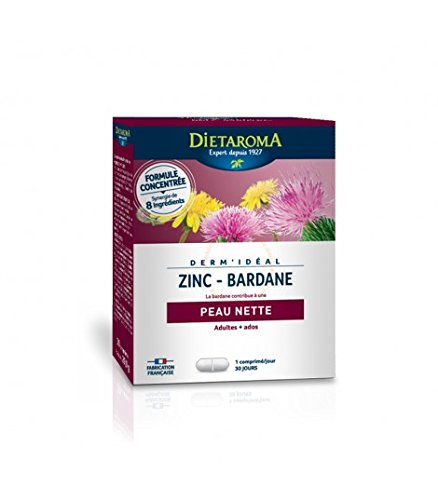 Dietaroma - Dermideal complexe zinc bardane cure 1 mois - 30 comprimés ...