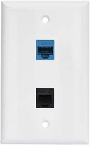 Amazon.com: BUPLDET RJ11 RJ45 Wall Plate - Phone CAT6 Ethernet Wall ...