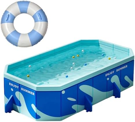 Jorunb Large Family Deep Pool Non-Inflatable Foldable Swimming Pool for Kids and Adults Foldable ...
