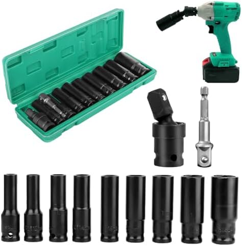 1/2 inch Deep Impact Socket Set, 11pcs 1/2 Drive Deep Sockets,8/10/13 ...