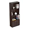 Inval, Slim Modern Wood Bookshelf for Bedrooms, Espresso Bookcase with ...