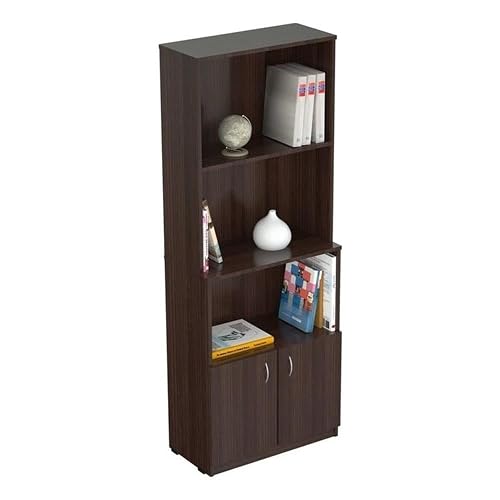 Inval, Slim Modern Wood Bookshelf for Bedrooms, Espresso Bookcase with ...