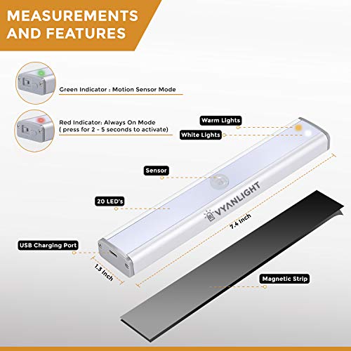VYANLIGHT Motion Activated Light, Wireless LED Lights with 20 LEDs ...