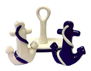 Amazon.com: DEI Nautical Anchor Shaped Salt and Pepper Shakers on Base ...