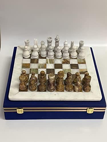 ApexGlobal Large Handmade Full Chess Set, Brown & White, Marble Chess ...