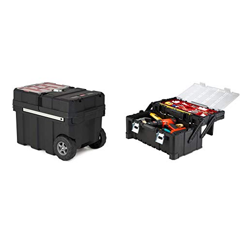 Keter - 241008 Masterloader Resin Rolling Tool Box, Black & 22 Inch ...