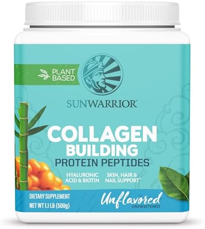 Sunwarrior Plant Based Collagen Building Protein Peptides Powder Unflavored, with Hyaluronic ...