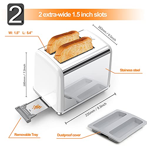 Toaster 2 Slice, Lionorm 900W Toaster with 6 Browning Settings, 1.5 In ...