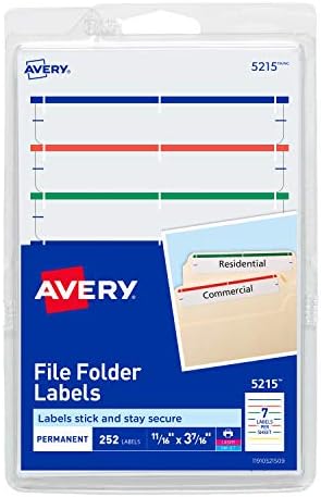 Avery File Folder Labels on 4" x 6" Sheets, Easy Peel, Assorted, Print ...