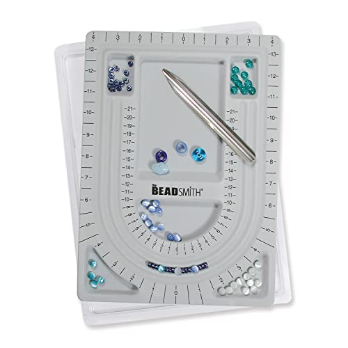 The Beadsmith Bead Board with Cover, Grey Flocked, 3 U-Shaped Channels ...