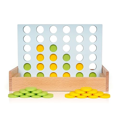XAOHAO Wooden 4 in a Row Game for Kids and Adults- Strategy Board Game ...