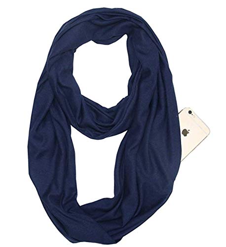 Infinity Scarf with Hidden Zipper Secret Pocket for Passport ID Money ...
