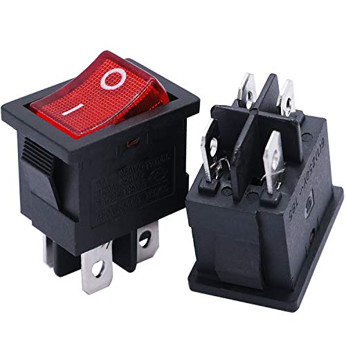 Mxuteuk 5pcs 110V/120V Mini Rocker Switch Illuminated Snap-in DPST ...