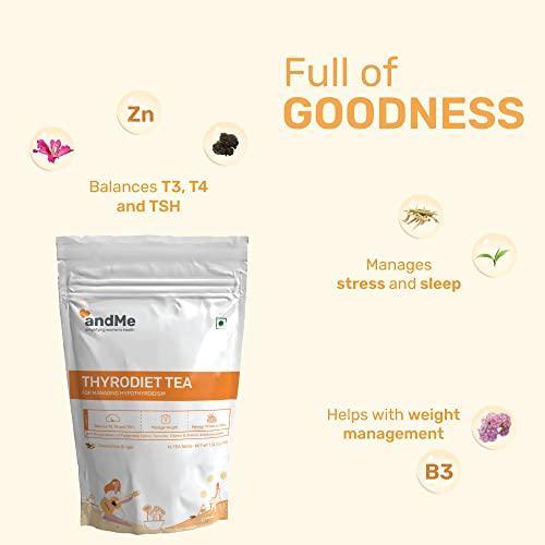 &Me Thyroid Tea for Hypothyroidism- Restore healthy T3, T4 levels, Manages Weight, Green Tea and ...