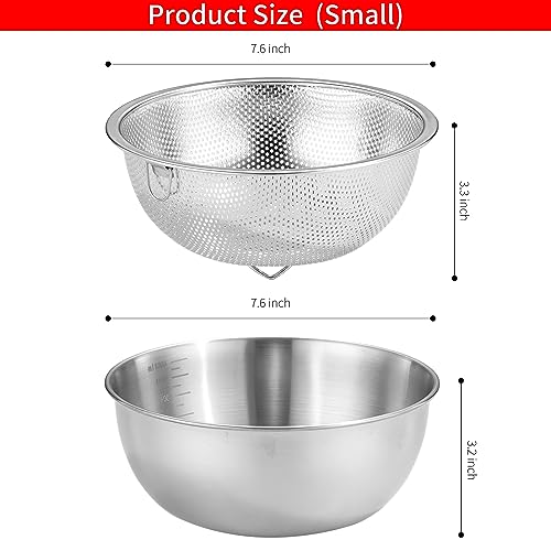 POPGRADE Stainless Steel Rice Washer Strainer Bowl Set, Colander ...
