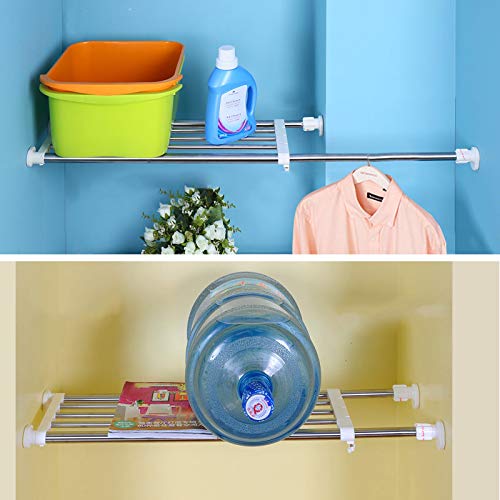 Hershii Expandable Closet Tension Shelf Rod Adjustable Storage Rack ...