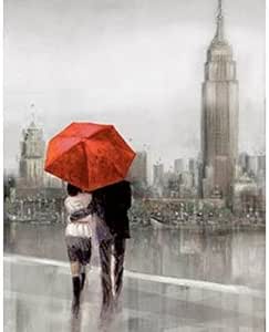 Amazon.com: Glife Decor Red Umbrella Art, New York City Couple with Red ...