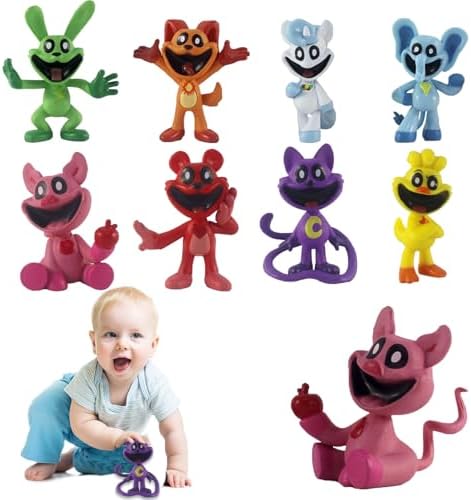 Xiujuers Pack of 8 Smiling Critters Figures Toys, Mini Cartoon Smiling ...