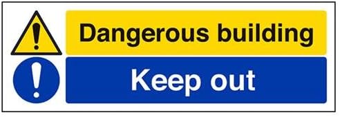 VSafety Dangerous Building/Keep Out Warning Sign – Landscape – 300mm x ...