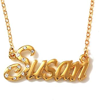 Amazon.com: Name Necklaces Susan - Personalized Necklace Gold Plated ...