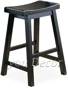 Amazon.com: Legacy Decor Saddle Back 29" H Wood Bar Stool in Black ...