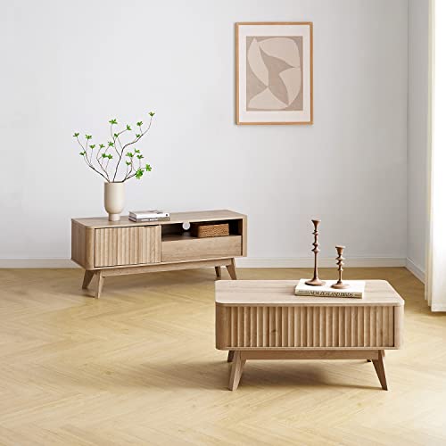 mopio Brooklyn Mid-Century Modern Lift Top Coffee Table, Waveform Panel ...