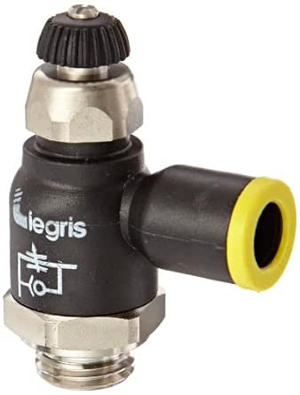 Legris 7061 08 13 Nylon Air Flow Control Valve, 90 Degree Elbow, Meter-In, Knob, 8 mm Tube OD x ...