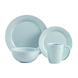 Amazon.com | American Atelier Bianca Bead 16-Piece Dinnerware Set, Azul ...