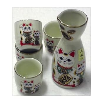 Amazon.com | Japanese sake set Fortune Cat maneki neko: Sake Sets