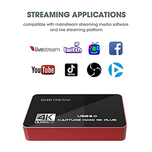 DIGITNOW HD 60S USB 3.0 Capture Card HDMI 4K Plus, 1080P 60FPS or 4K ...