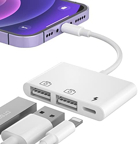 iPhone to USB 3 Camera Adapter, 3 in 1 Portable Dual USB Female OTG ...