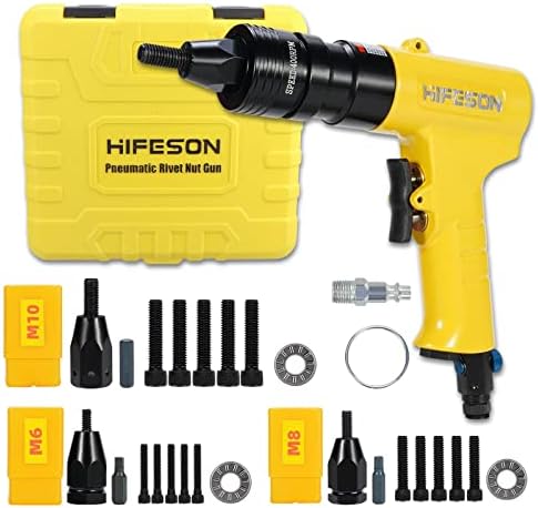 HIFESON Pneumatic Rivet Nut Gun with M6 & M8 & M10 Self-Locking Head ...