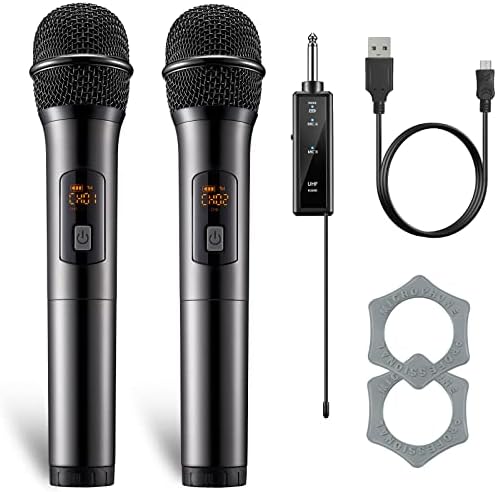 LEKATO Wireless Microphone, UHF Dual Dynamic Cordless Microphone ...