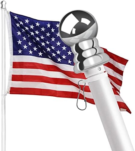 Tangle Free Spinning Flag Pole, 6FT Aluminum Rotating Flagpoles Two ...