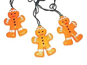 Amazon.com : Set of 10 Gingerbread Kisses Cookie Man Christmas Lights ...