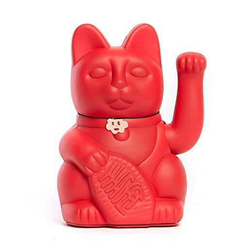 Gato de la Suerte. Lucky Cat. Maneki Neko. COLOR ROJO FRESA 10x6x15cm ...