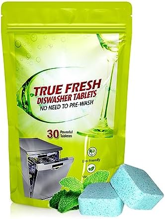 True Fresh 30 Dishwasher Tablets, Dishwasher Cleaner, and Deodorizer Cleaning Tablets - Removes ...