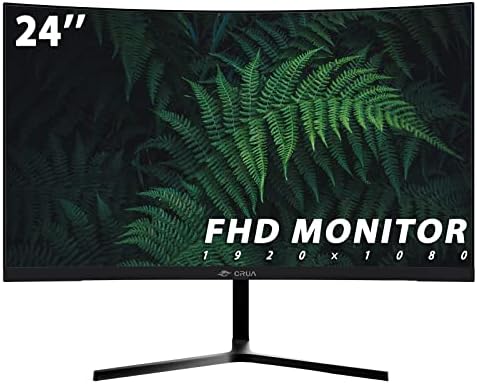 CRUA 24 Inch Curved Gaming Monitor, FHD(1920×1080p) 2800R 75Hz, 95% ...