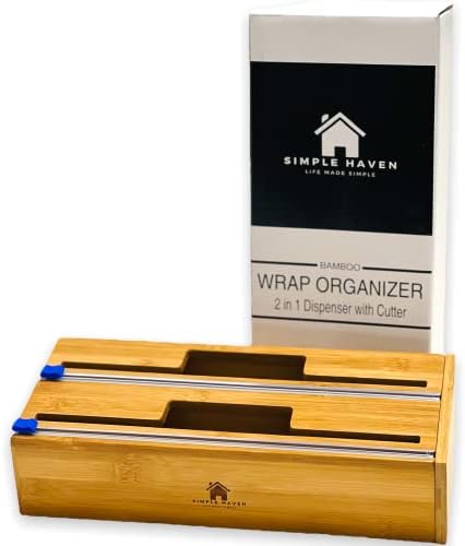Simple Haven 2 in 1 Wrap Dispenser with Cutter, Plastic Wrap, Aluminum ...