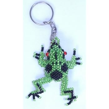 Amazon.com : Handmade Beaded Frog Keychain : Key Tags And Chains ...