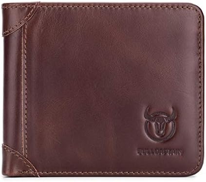 BULLCAPTAIN Slim Bi-fold RFID Blocking Leather Wallet for Men with 10 ...