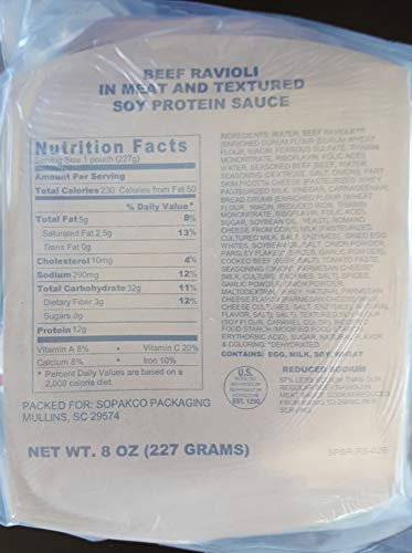 2021 MRE Beef Ravioli in Meat Sauce Meals Ready To Eat Sopakco Reduced ...
