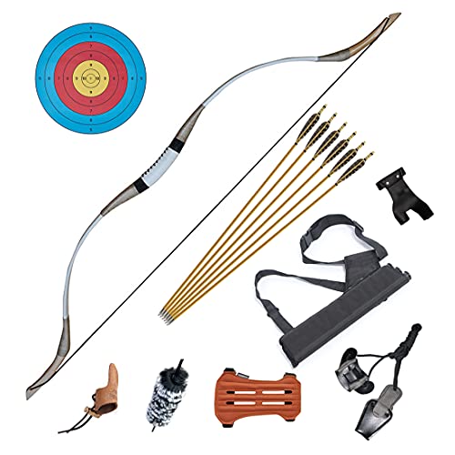IRQ Traditional Longbow Set 35 LBs - Handmade Cow Leather and Wooden ...