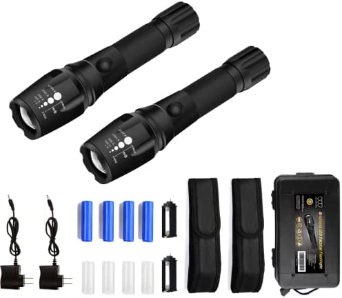 Gold Armour LED Tactical Flashlights with High Lumens, Rechargeable ...