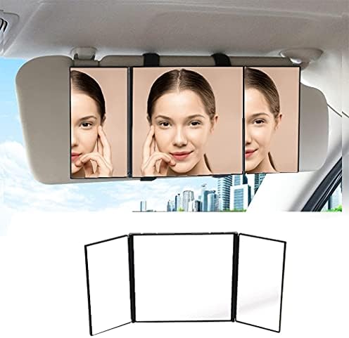 Tri-Fold Car Visor Mirror,Rikivt Folding Car Visor Vanity Mirror Clip ...