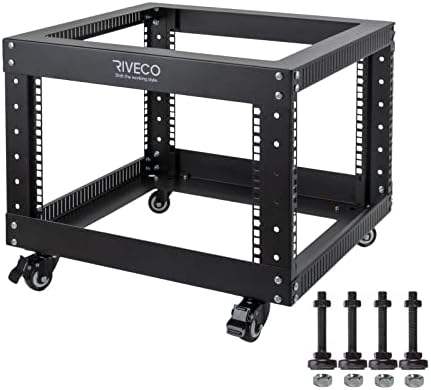 RIVECO 6U Open Frame Server Rack with Wheels- Heavy Duty 4 Post Quick ...