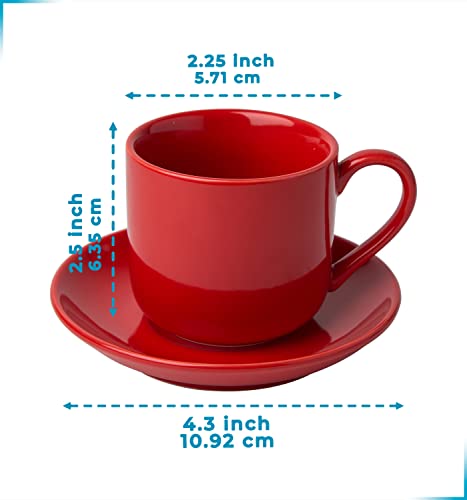 4oz. Espresso Cups Set of 4 With Matching Saucers - Premium Porcelain ...